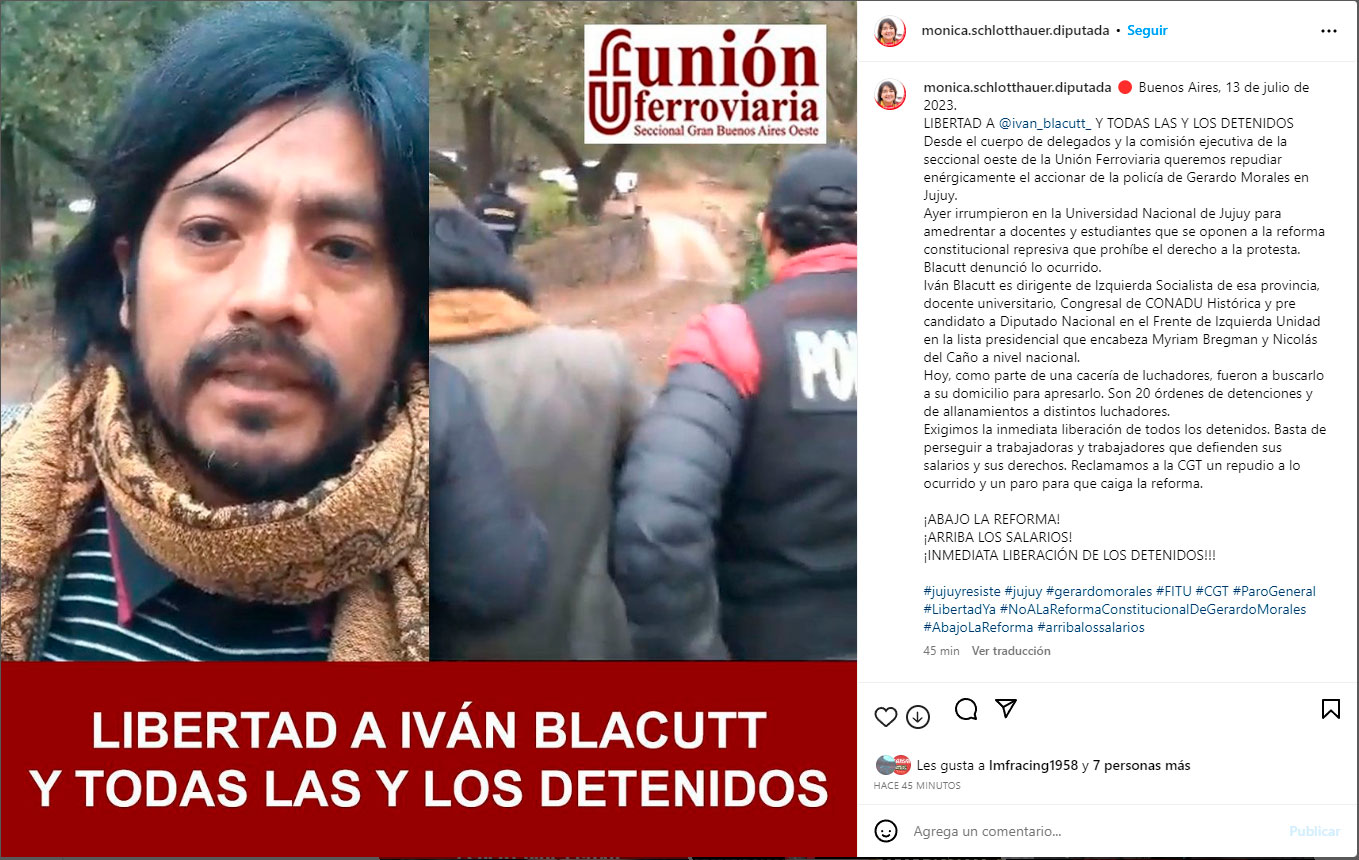 Jujuy / Solidaridad con Iván y los detenidos por luchar